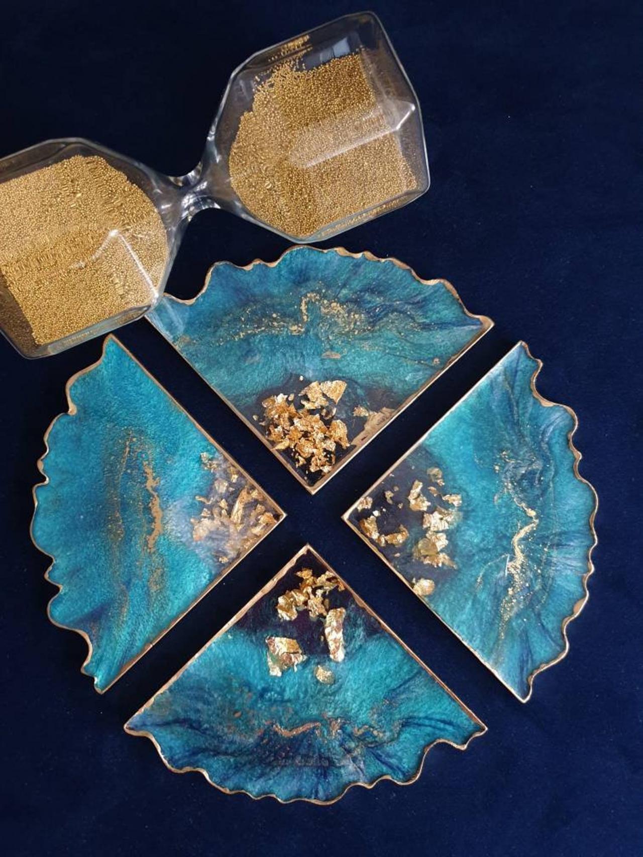 Beach Turquoise 4 Set Resin Coasters on Luulla