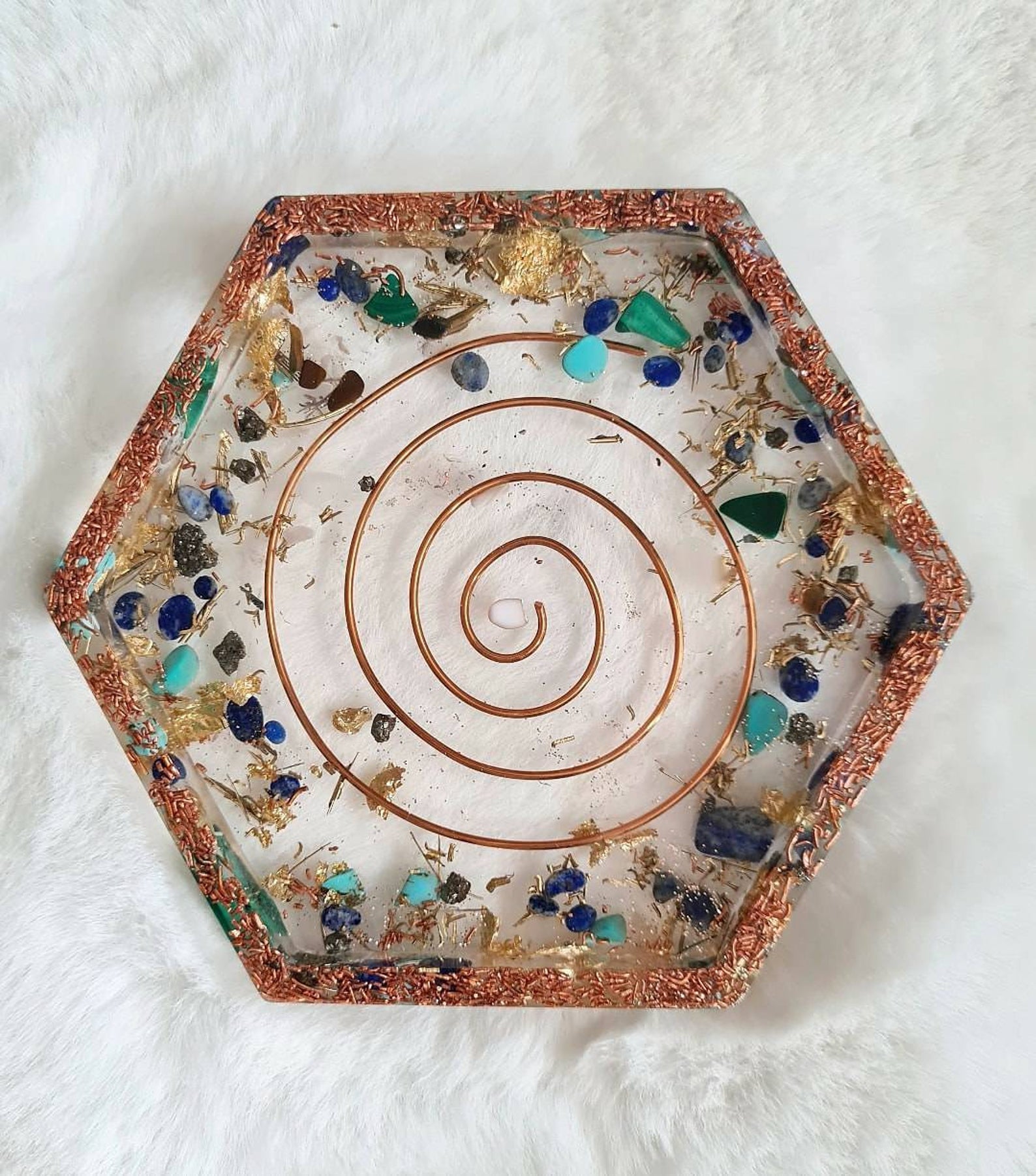 Orgone Charging Plate Coaster Hexagon Round/orgone Energy on Luulla
